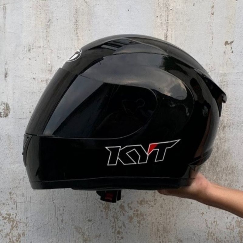 Jual KYT R10 BLACK GLOSSY SOLID ORIGINAL | KACA DARK | HELM FULL FACE ...