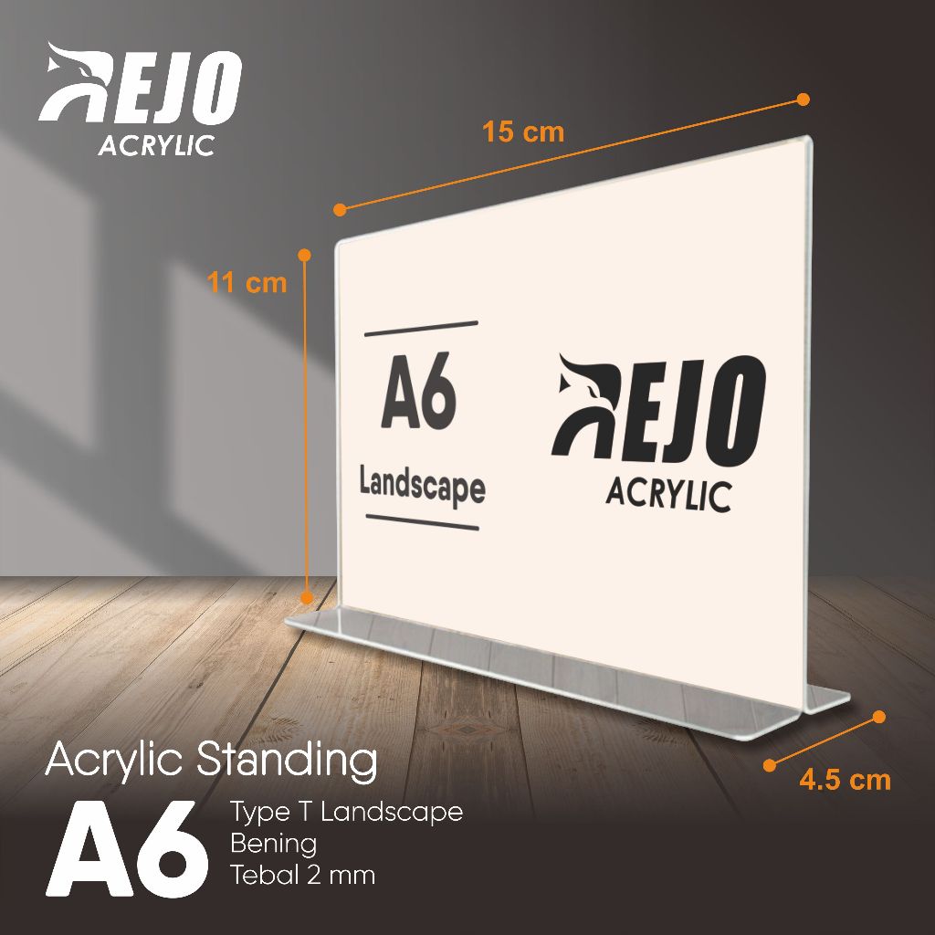 Jual crylic Display Standing A6 Tent Card Horizontal akrilik meja ...