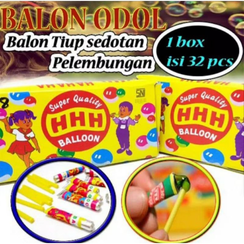 Jual BALON TIUP MERK HHH - MAINAN BALON TIUP JADUL 1 BOX ISI 32 PCS ...