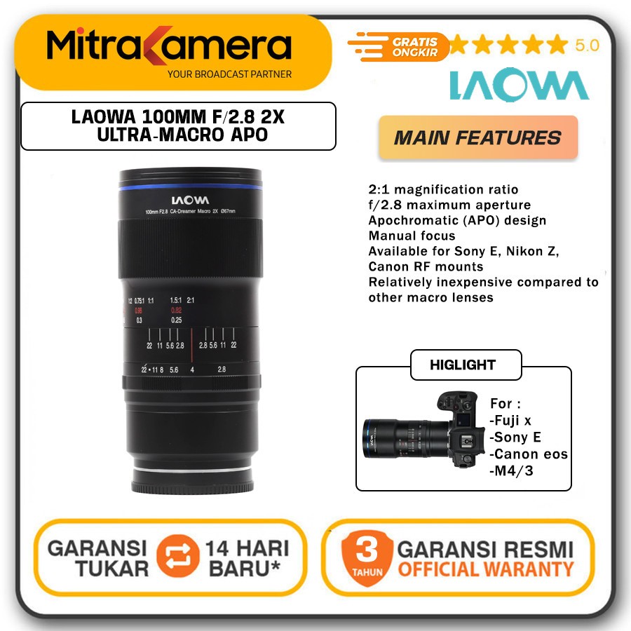 Jual LAOWA 100MM F/2.8 2X ULTRA MACRO APO LENS for Nikon F | Shopee ...