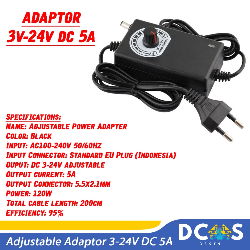 Jual Adjustable Adaptor 3-24V DC 5A Power Supply Dengan Display Voltmeter | Shopee Indonesia