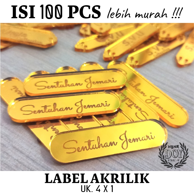 Jual Label Akrilik | 4x1 cm | Merk Akrilik | Label Hijab Jilbab | Label ...