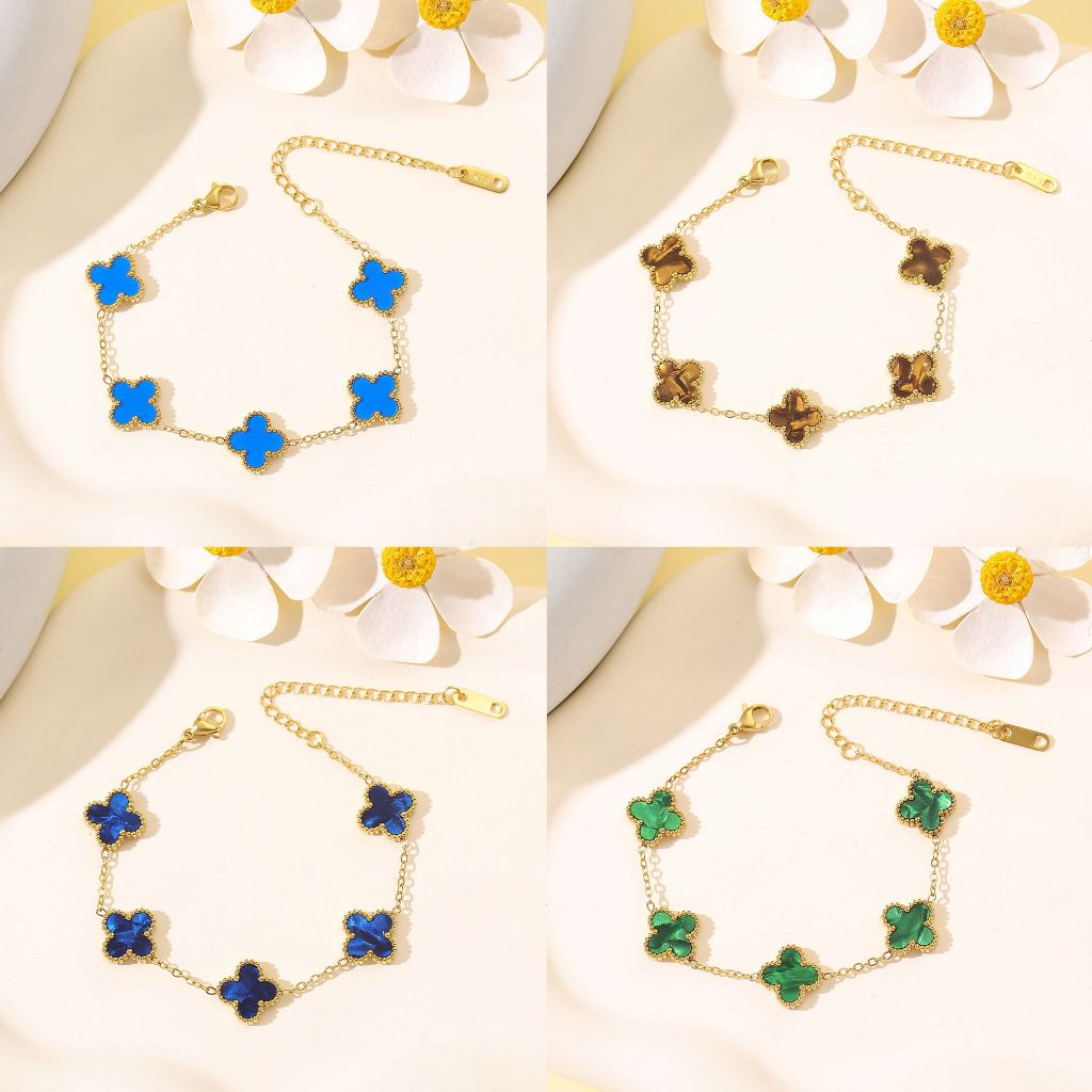Jual Gelang wanita semanggi empat daun berkualitas, berbagai warna ...