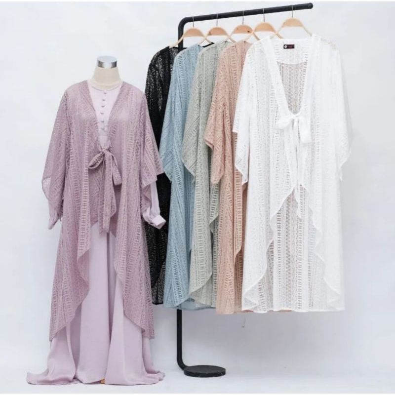 Jual Outer Long Cardigan Brokat Muslim Lengan Panjang Premium Terbaru ...