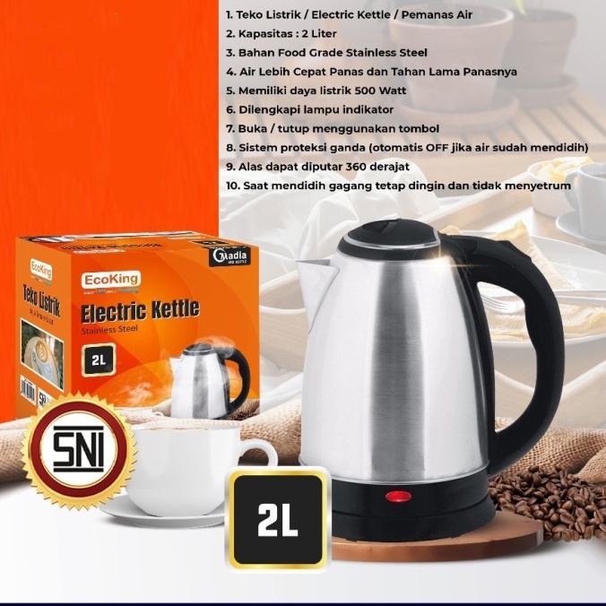 Jual Kettle Listrik 2L 2 Liter Ecoking Kettle Electric Teko Listrik ...