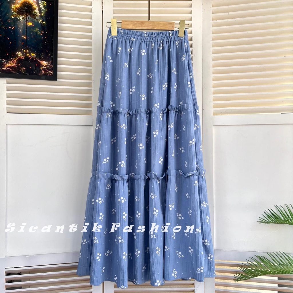 Jual Rok Wanita Panjang Kekinian Korean Style - Rok Susun - Rok Panjang ...