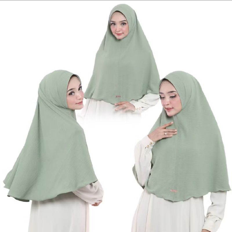Jual Hijab Bergo Instant ped Crincle Airflow Maryam Polos Jumbo | Shopee Indonesia
