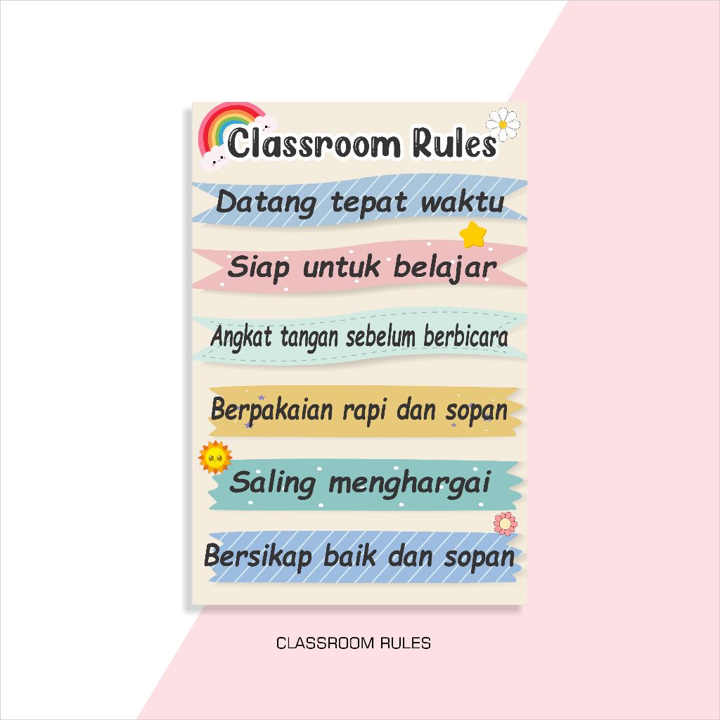 Jual Prima Shabby Craft Hiasan Dinding Aturan Kelas Sekolah Classroom Rules Size 20X30cm ...