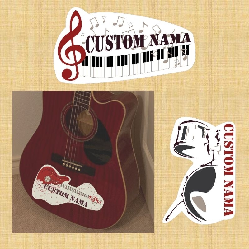Jual STIKER CUSTOM MUSIK | sticker waterproof anti air nama bass gitar ...