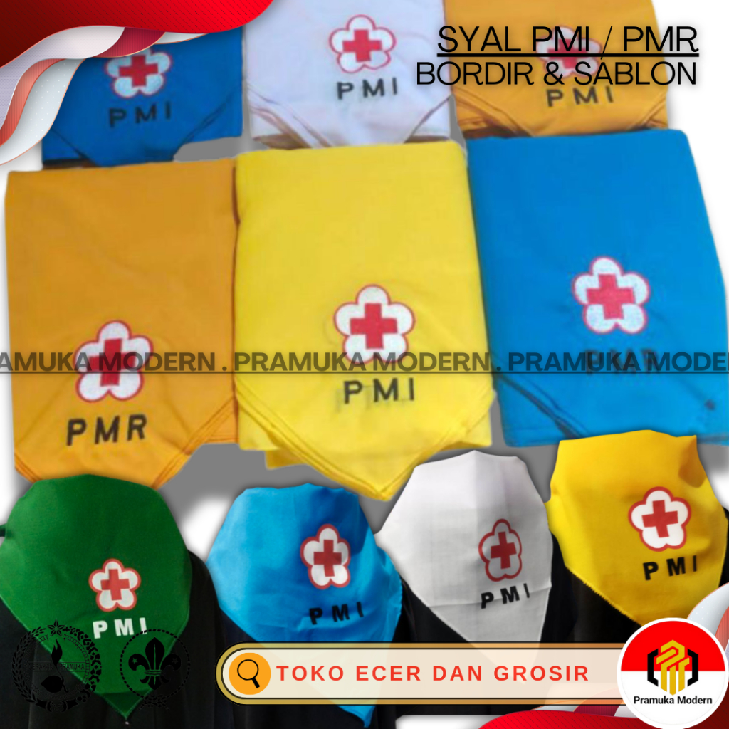 Jual syal scraf PMI / PMR sablon dan bordir slayer Palang Merah ...