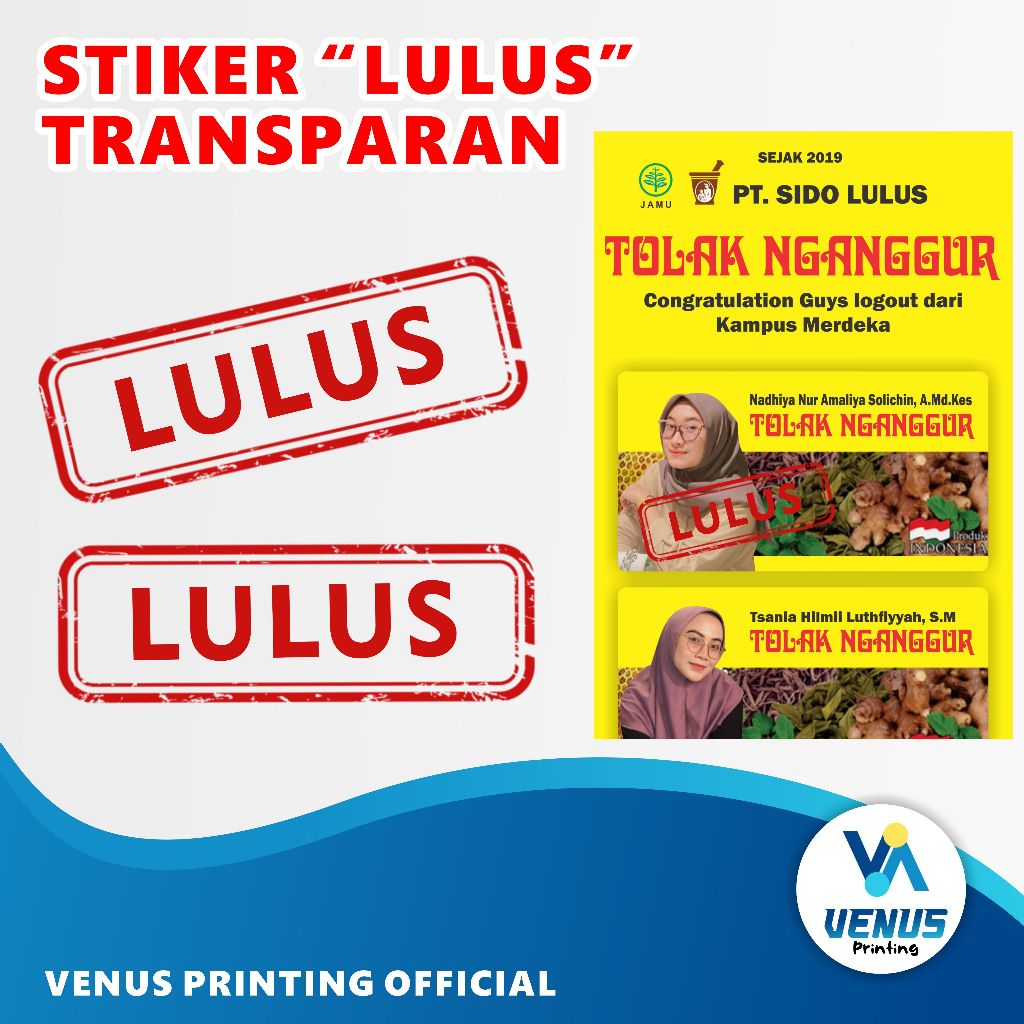 Jual Stiker LULUS Transparant, Stiker Graduation, Stiker Transparan ...