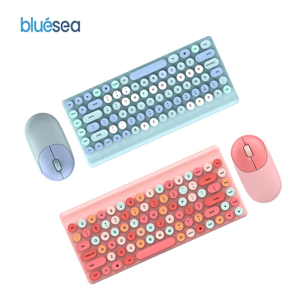 Jual Colorful Wireless Keyboard Mouse Set Rechargeable Gaming & Office ...