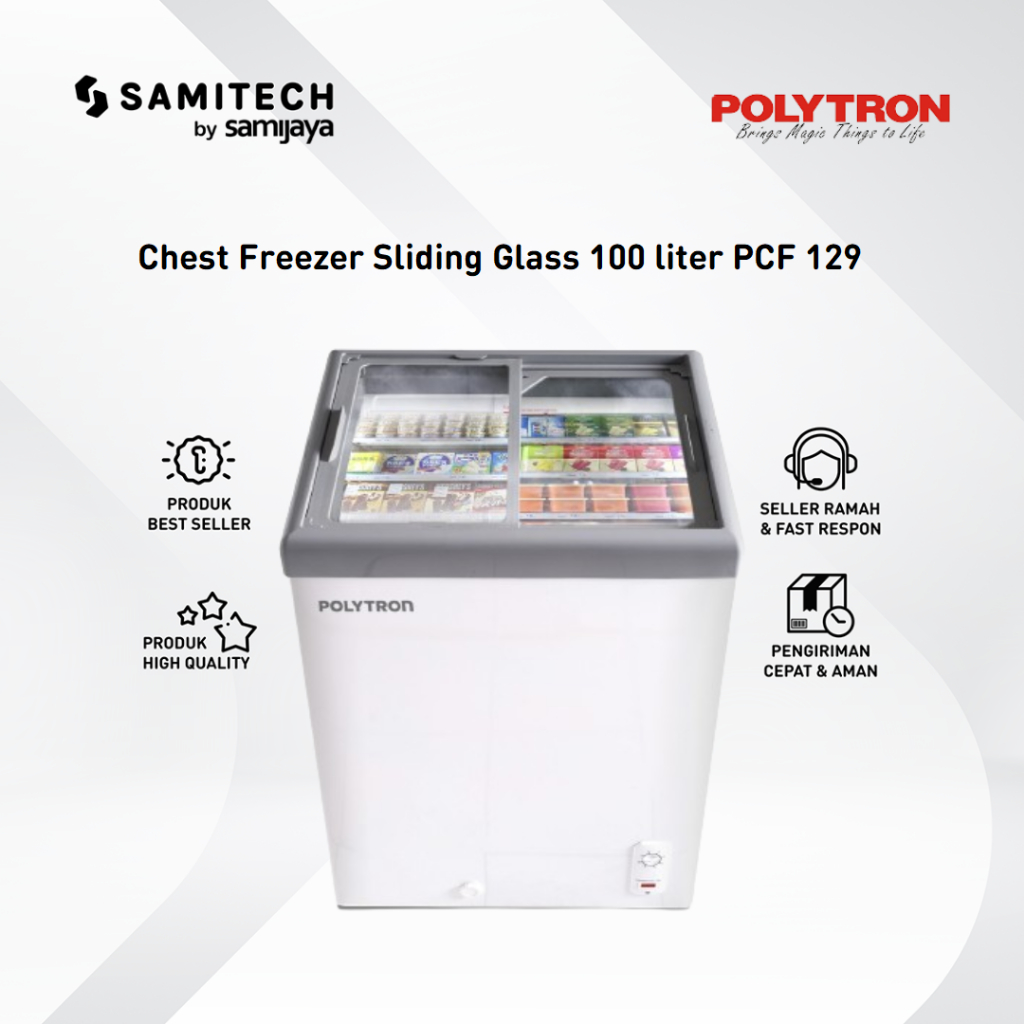 Jual Chest Freezer POLYTRON PCF-129 Sliding Glass 100 liter PCF 129 ...