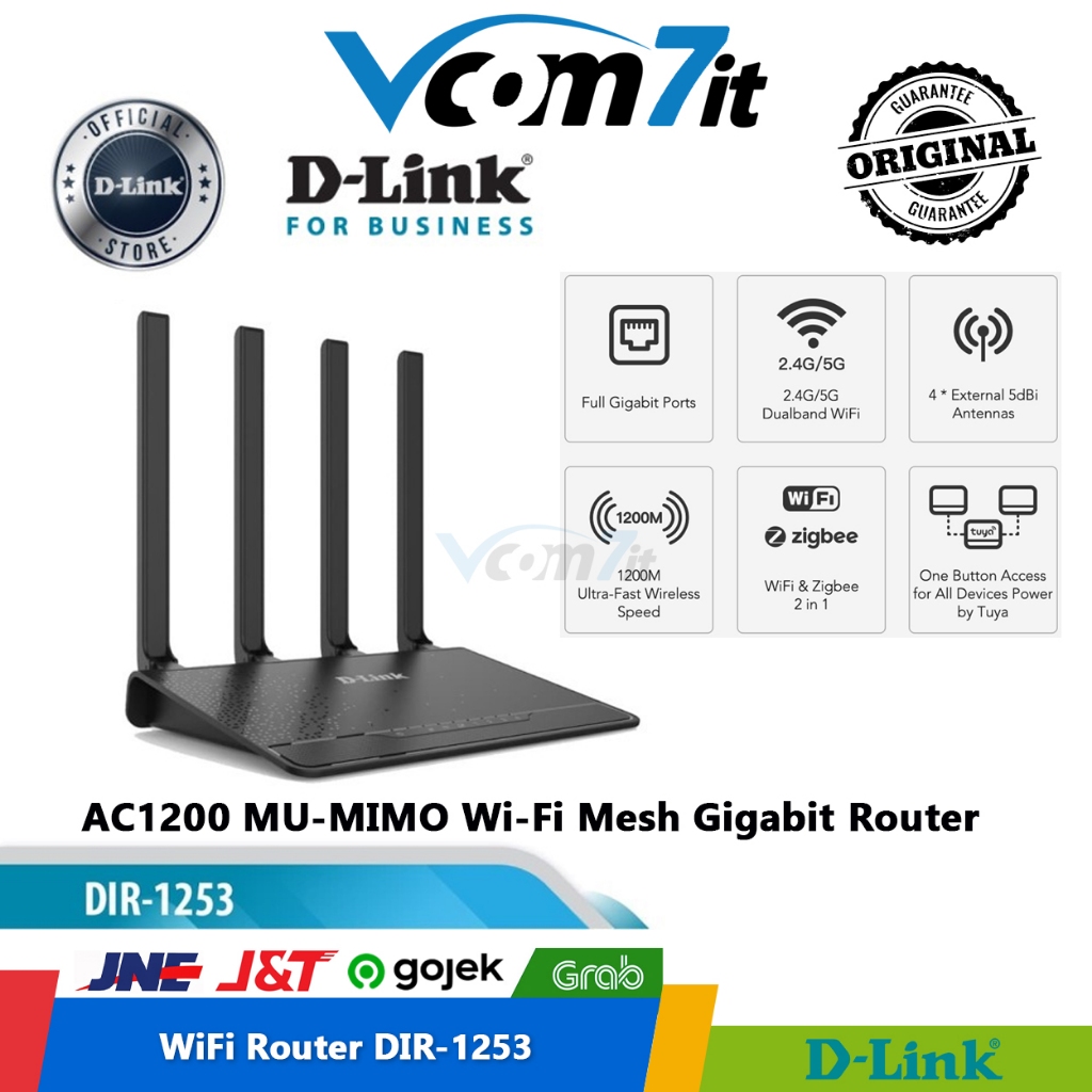 Jual D-Link DIR-1253 Wireless AC1200 MU-MIMO Wi-Fi Gigabit Router Dual Band 2.4GHz + 5GHz ...