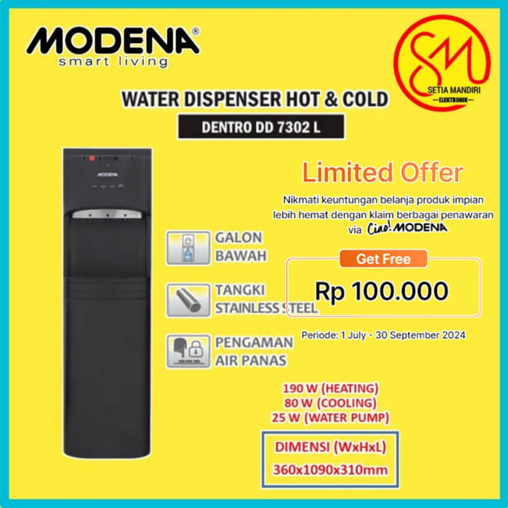 Jual MODENA DD7302L Dispenser Air Galon Bawah DD 7302 L | Shopee Indonesia