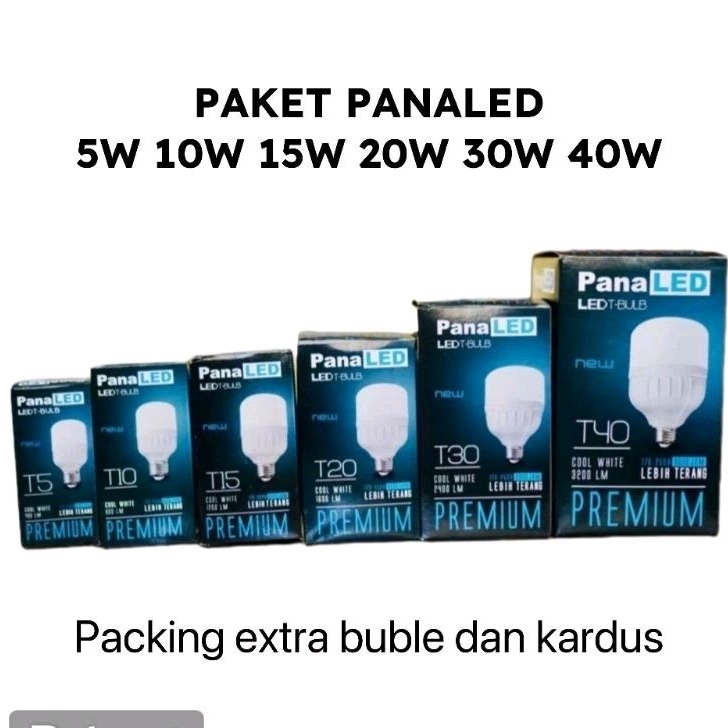 Jual PANALED PREMIUM PAKET 5 10 15 20 30 40 W)LAMPU PANALED LED BULB SNI CAHAYA SUPER TERANG ...