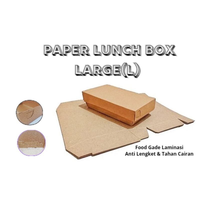 Jual Paper Lunch Coklat/Kotak Makan Kertas/Kemasan Makanan Kraft Size L ...