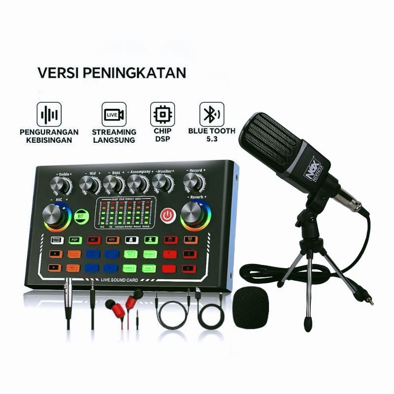 Jual Paket Lengkap Sound Card F-009+Mic+Headsfree set Full Paket alat ...