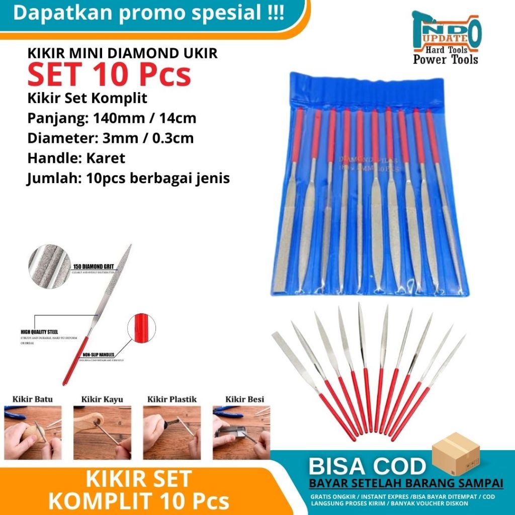 Jual Termurah Kikir Mini Diamond Pisau Ukir Intan Set 10 Pcs1 Set / 6 ...