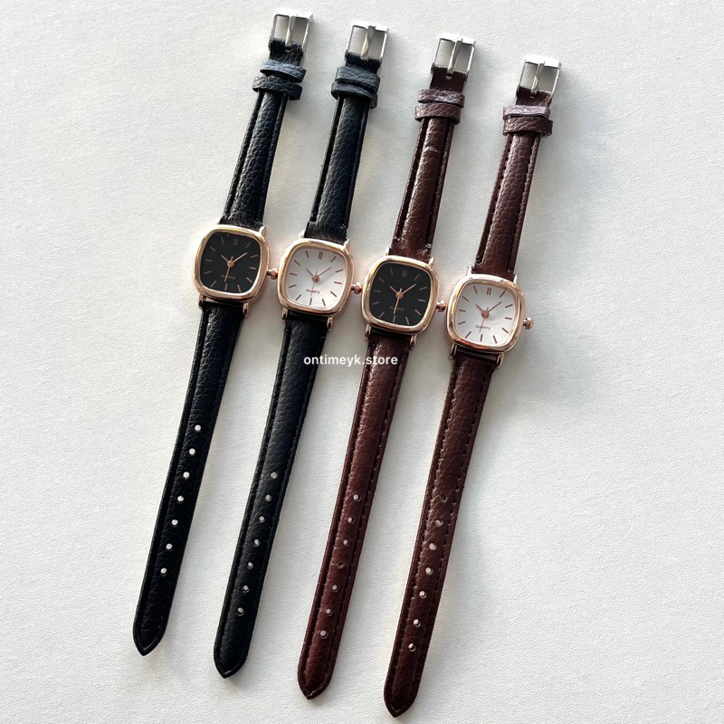 Jual Jam Tangan Wanita Kulit Mini Kotak Square Korean Import | Shopee ...
