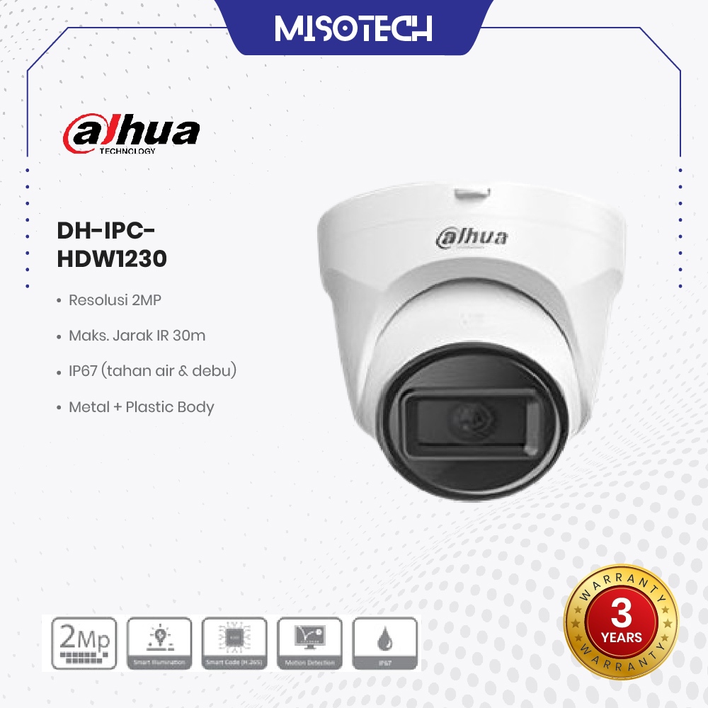 Jual Dahua DH-IPC-HDW1230 2MP IP Camera CCTV Indoor PoE H.265 Eco ...