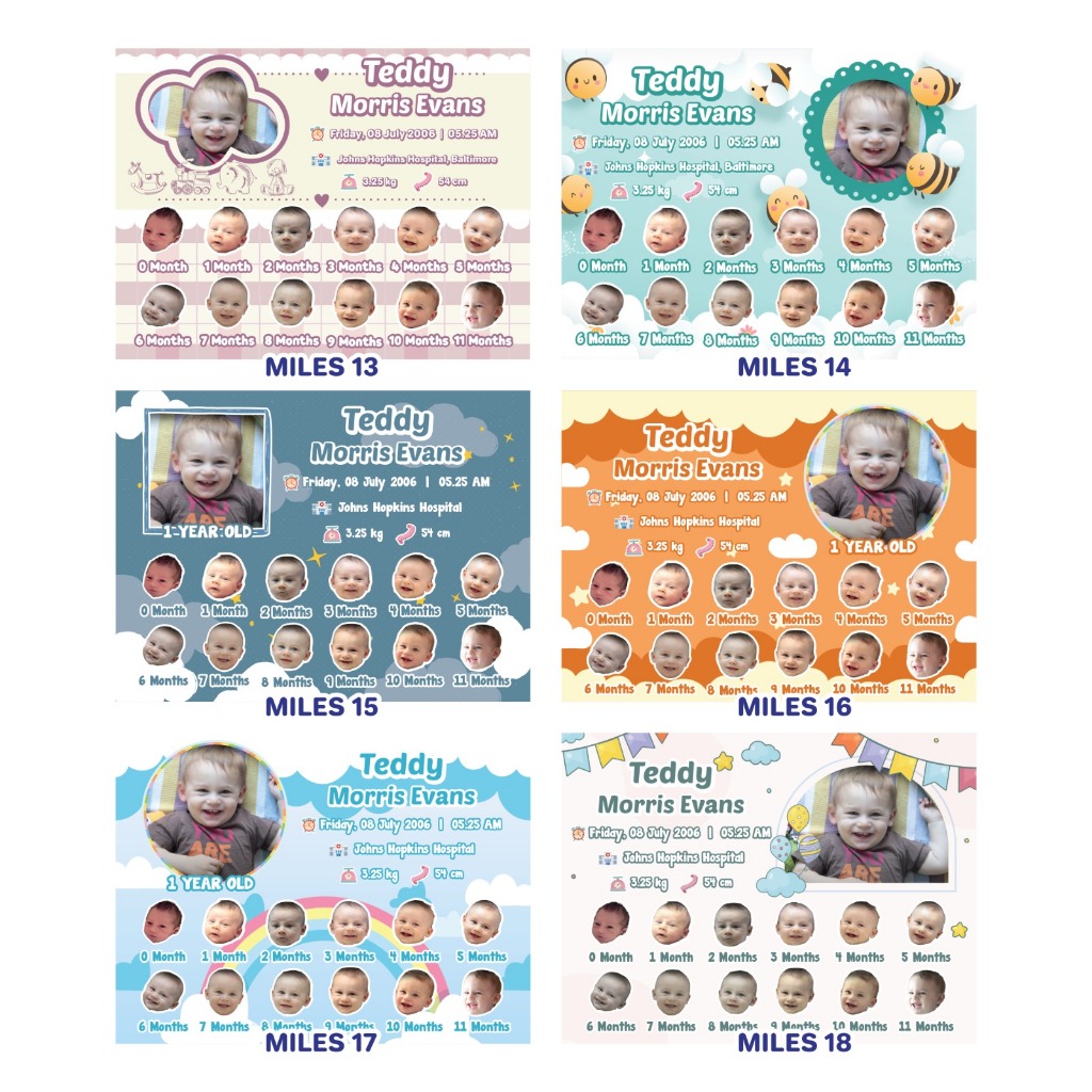 Jual Baby Milestone Newborn Gift Papan Nama Bayi 1-12 Bulan Bingkai ...