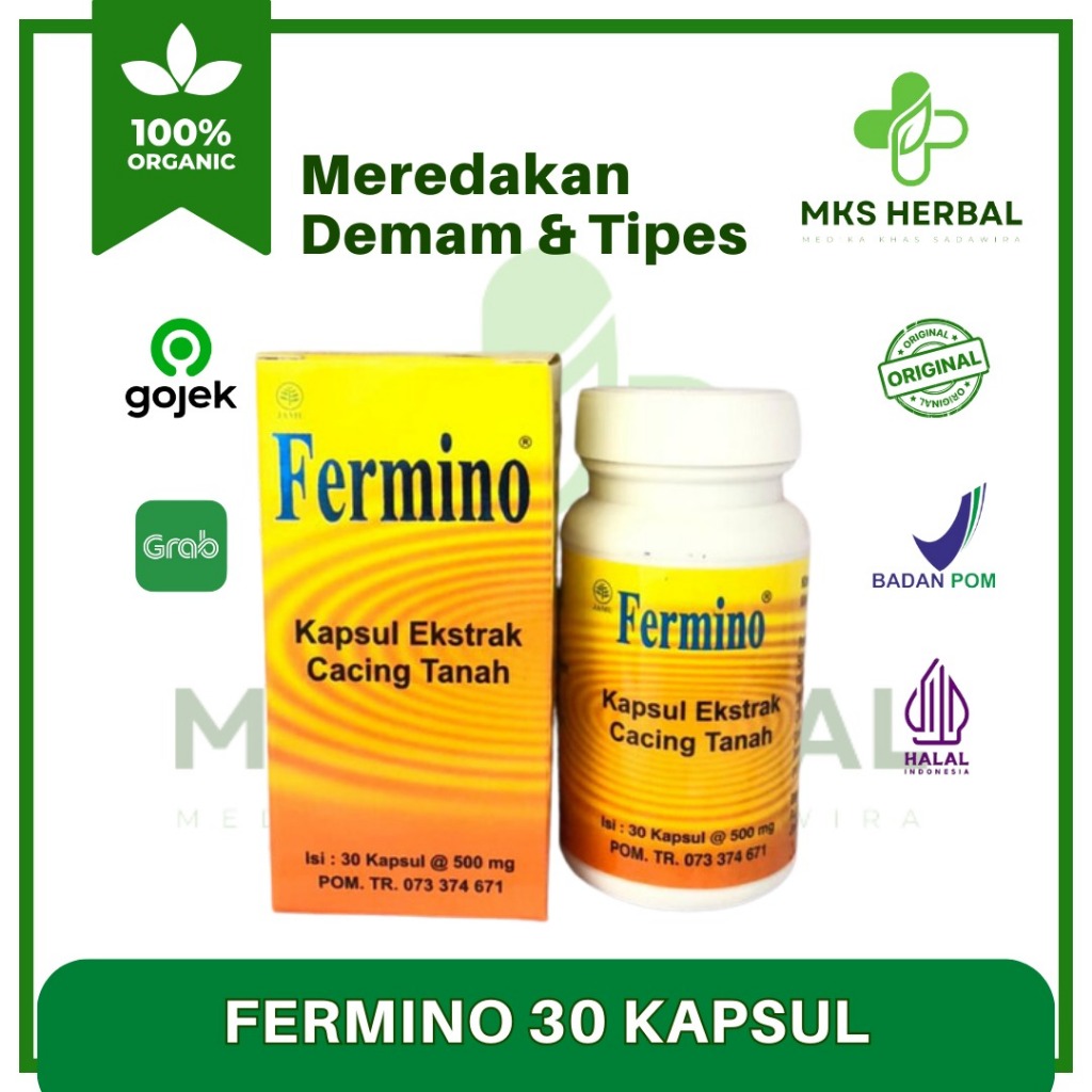 Jual Fermino Kapsul Ekstrak Cacing Tanah Obat Herbal Demam Tipes Obat ...