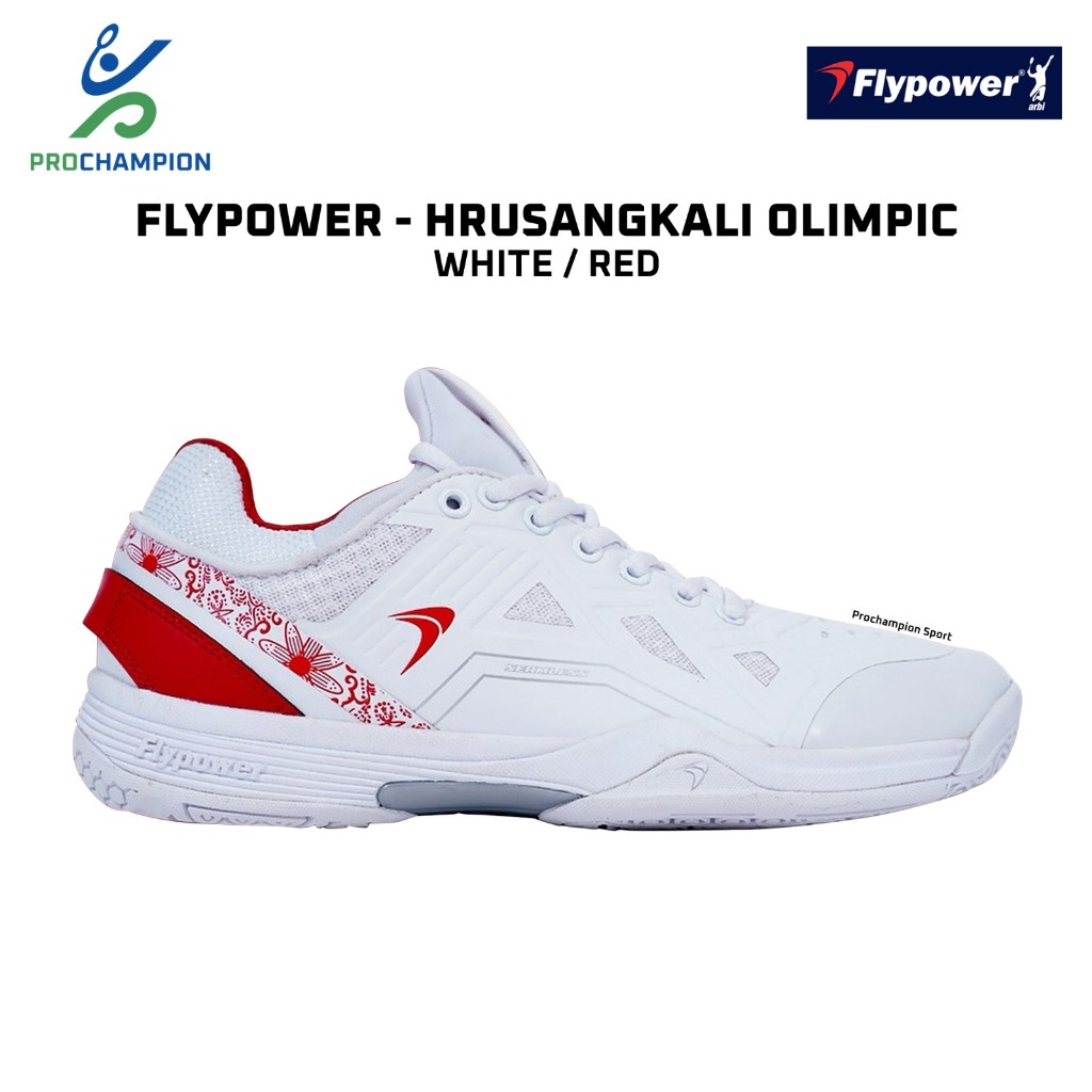 Jual New ! Sepatu Badminton Flypower HRUSANGKALI OLYMPIC White Red ...