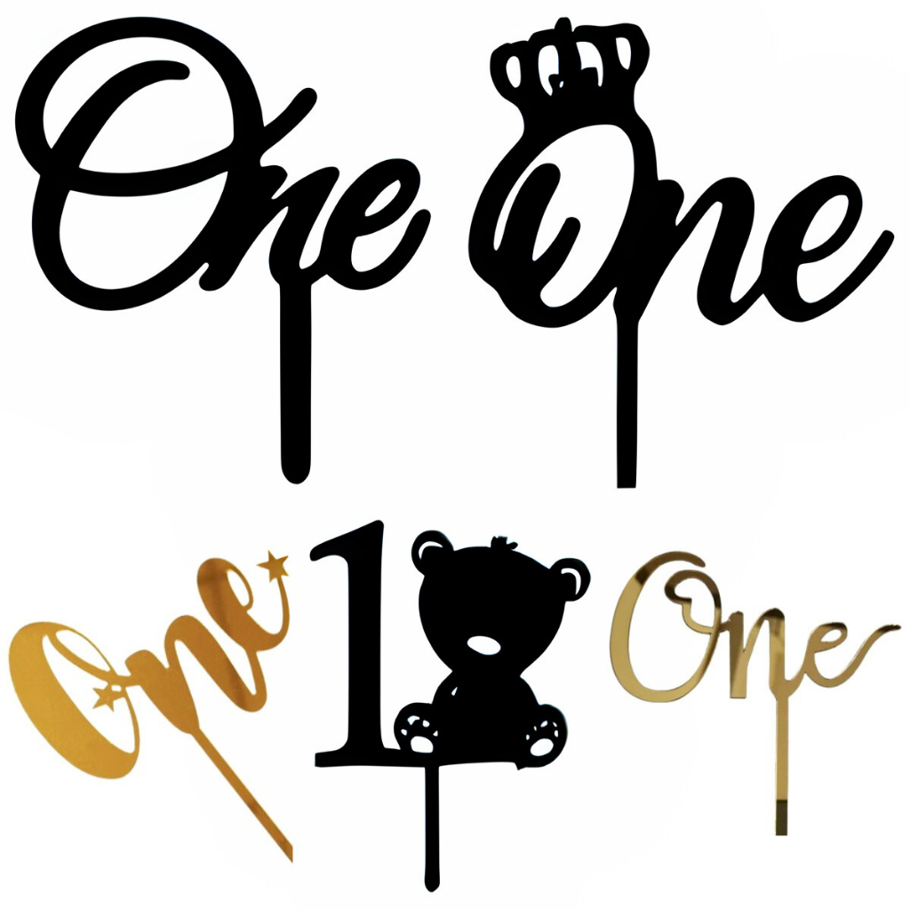 Jual Topper Kue Akrilik Angka 1 Satu One / Cake Topper Decoration ...
