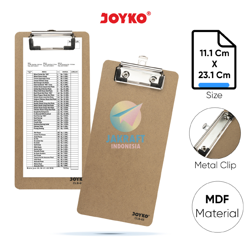 Jual (1 Pcs) Clipboard Take Order / Bill JOYKO CLB-65 Papan Jalan Alas ...