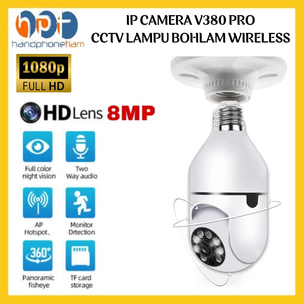 Jual IP Camera CCTV Lampu Bohlam V380 Pro 360 Derajat Panoramic Night ...