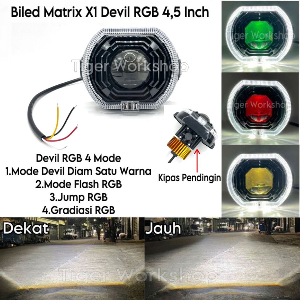 Jual Projie Biled Matrix X1 Devil RGB 4,5INC Terbaru High Low Putih ...