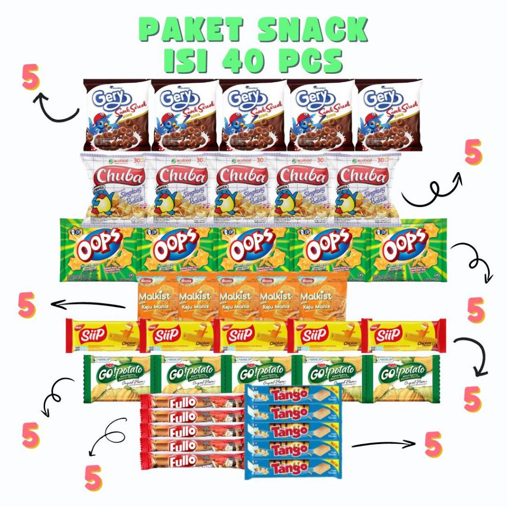 Jual Paket Snack Isi 40 pcs Hampers Bingkisan Murah Meriah | Shopee ...