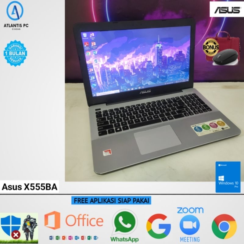Jual Laptop Asus X555BA AMD A9 Ram 8GB SSD 256GB Windows 10 SIAP PAKAI ...
