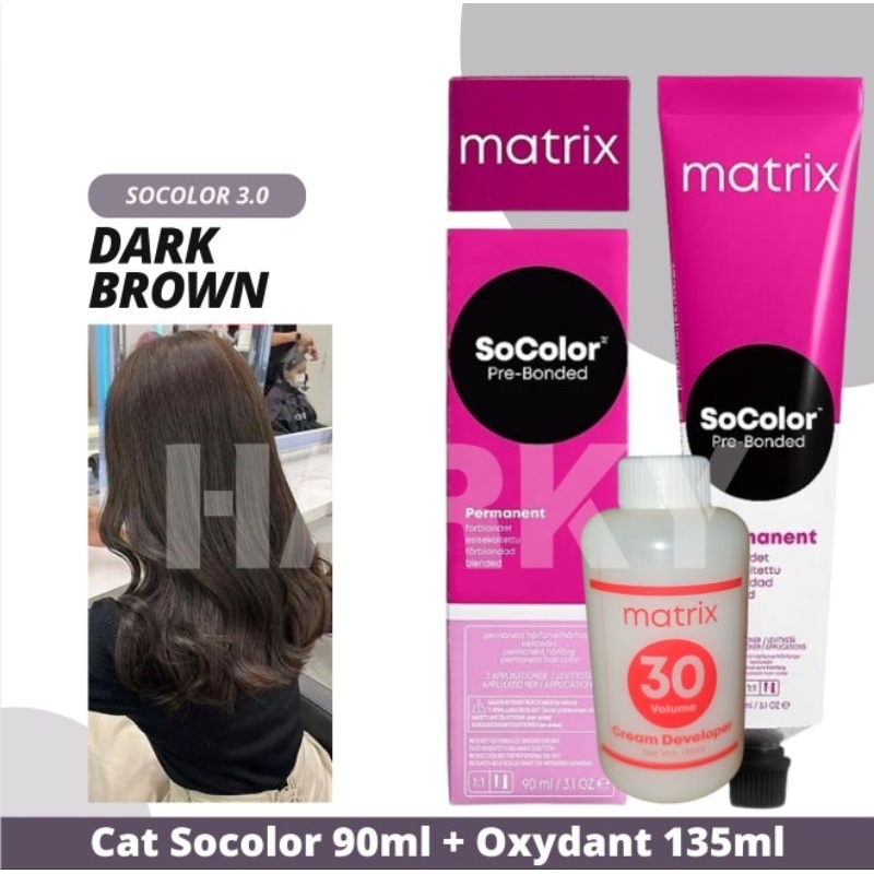 Jual 1Paket - Cat Matrix Socolor 3.0 3NN Dark Brown 90ml + Oxidant ...