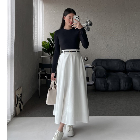Jual Rok Panjang Wanita Kerja Kantor Formal Flare Skirt - Rok Putih ...