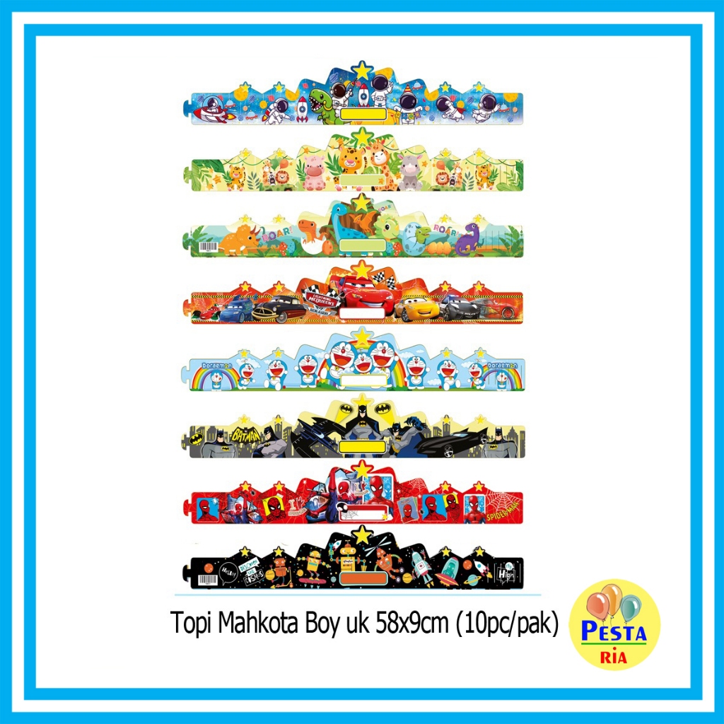 Jual MURAH !! (10Pcs) Bando ultah BOY, Topi Mahkota Karakter Boy, bando ...