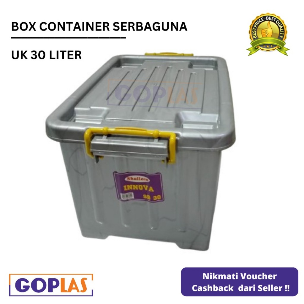 Jual Box Container 30 liter Abu dengan Roda Tebal Kokoh Innova SB 30 ...