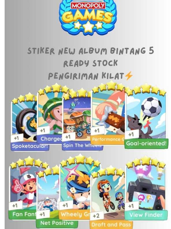 Jual MONOPOLY GO Stiker Bintang 5 New Album / Prestige Set Sticker ...