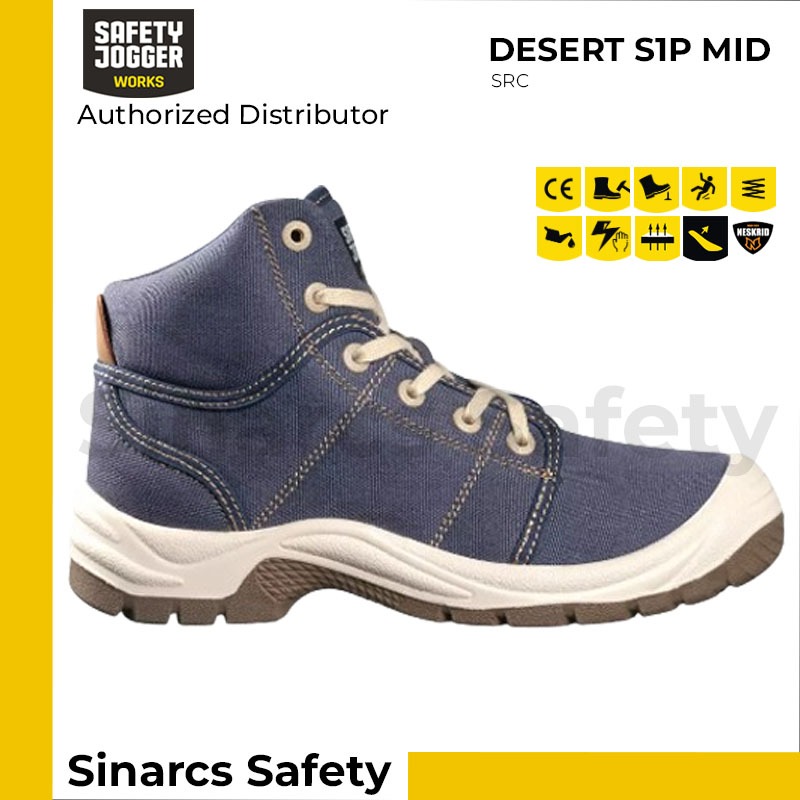 Jual Sepatu Safety Jogger DESERT S1P Mid - Navy | Shopee Indonesia