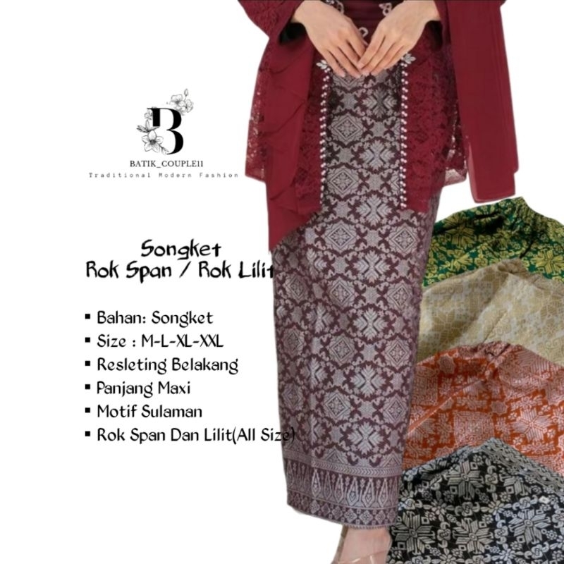 Jual Rok Span Songket Jadi Dan Rok Lilit Songket Bawahan Kebaya Formal ...