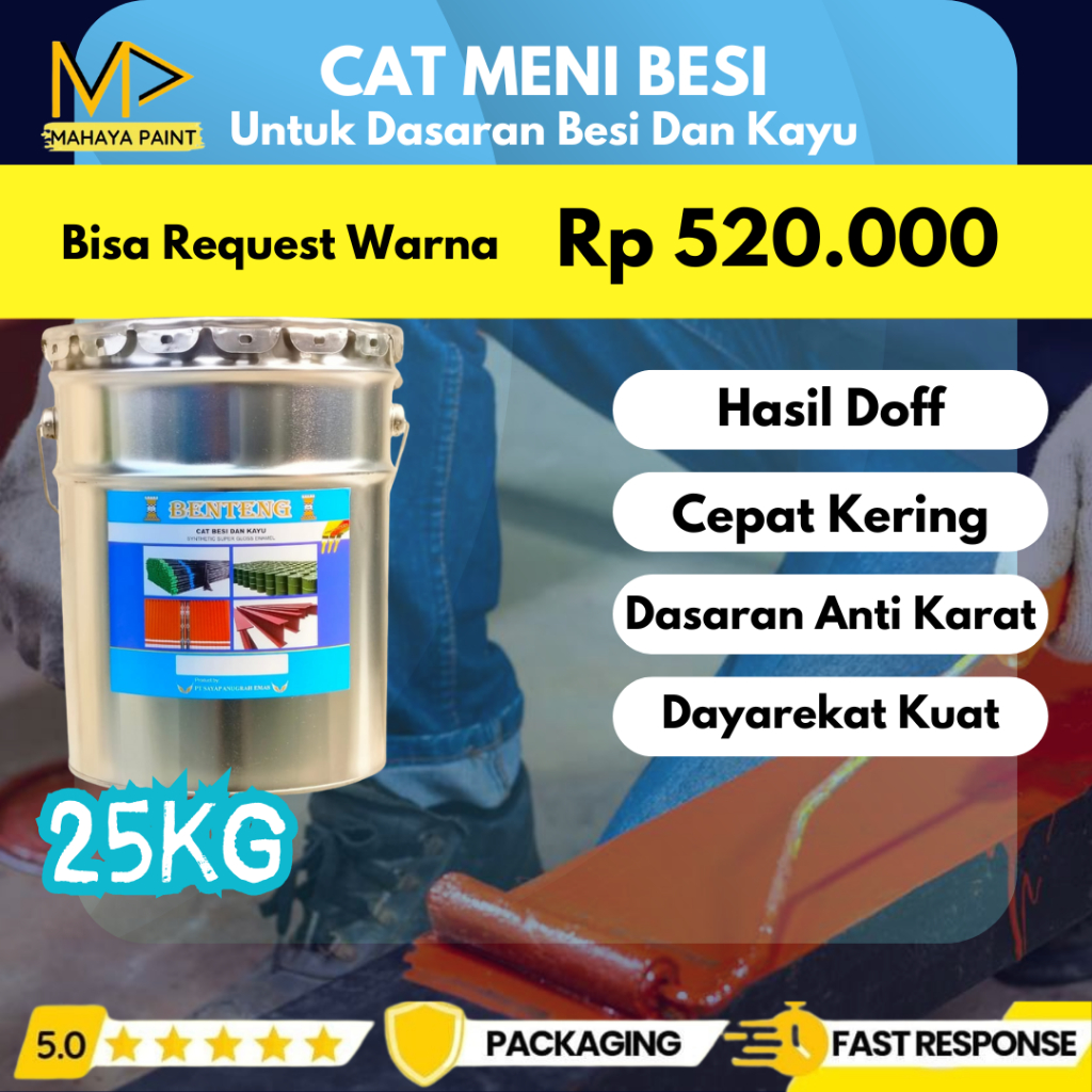 Jual Cat Meni Besi/Cat Dasar Karat 25kg Mahaya Paint | Shopee Indonesia