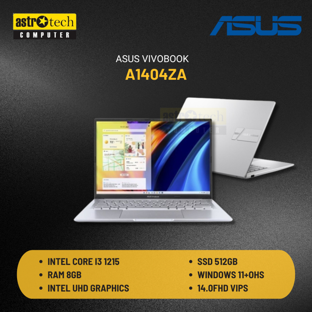 Jual LAPTOP ASUS VIVOBOOK 14 A1404ZA I3 1215 8GB 512GB W11+OHS 14.0FHD ...