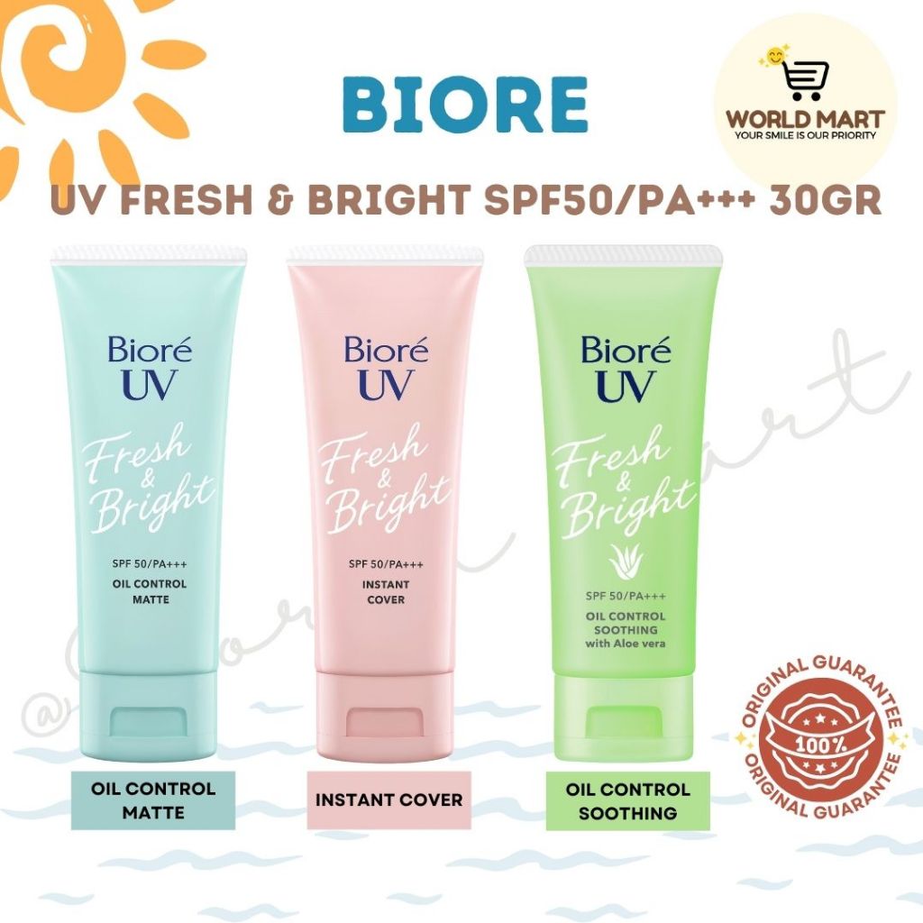 Jual Biore UV Fresh & Bright Oil Control Matte / Instant Cover Sunscreen SPF 50+ PA+++ | Shopee ...