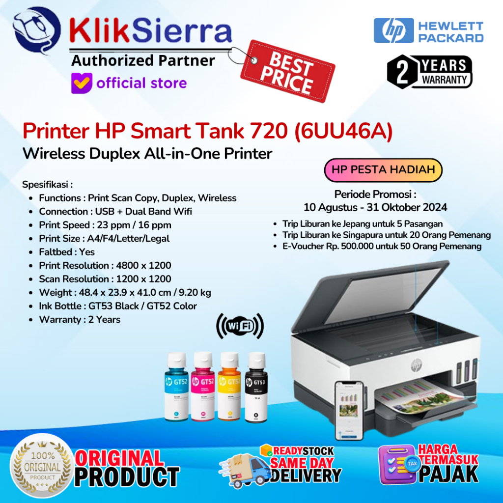 Jual HP-720 Printer Smart Tank 720 All in One Duplex Wireless WiFi ...