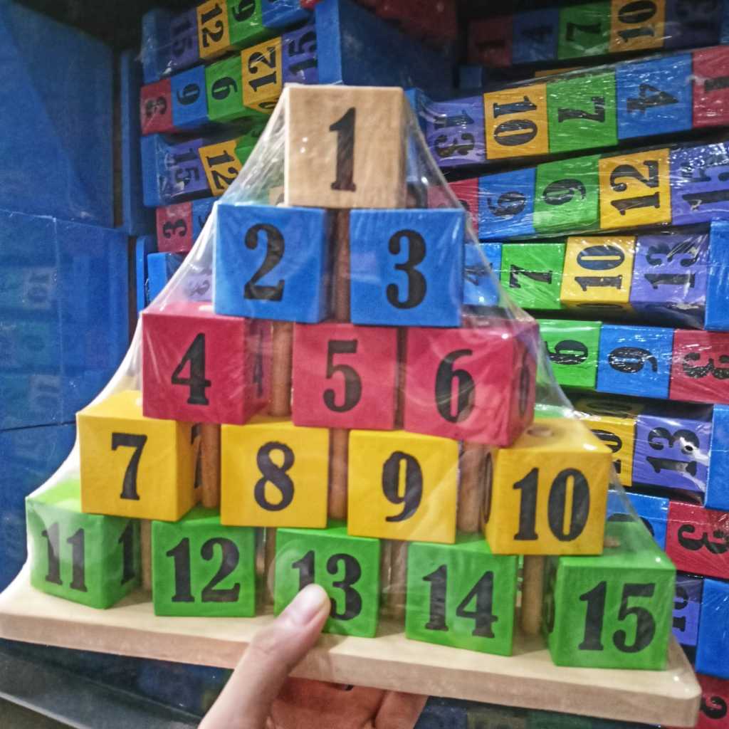 Jual Piramida Angka 1-15 Mainan Balok Susun Mainan Kayu Montessor Toys ...