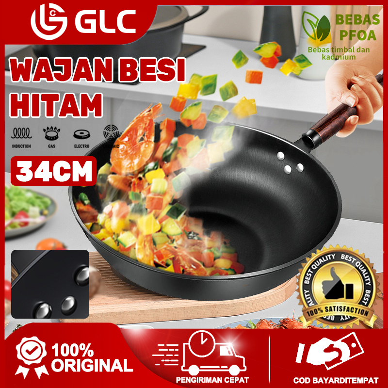 Jual Wajan Besi Hitam 34cm / Wajan Enamel Gagang Anti Gores Anti Karat ...