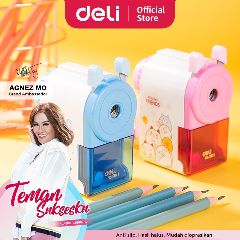 Jual Deli Rautan Pensil Putar / Rotary Pencil Sharpener Pink Biru Lucu ...