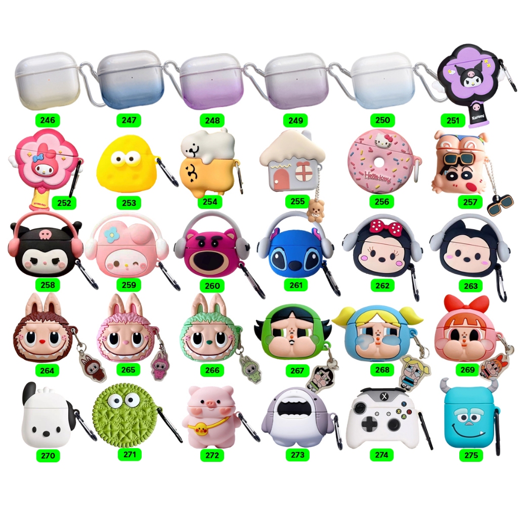Jual Airpods Case Gen 1 2 3 Pro Soft Silicone Karakter Kode 251 - 275 ...