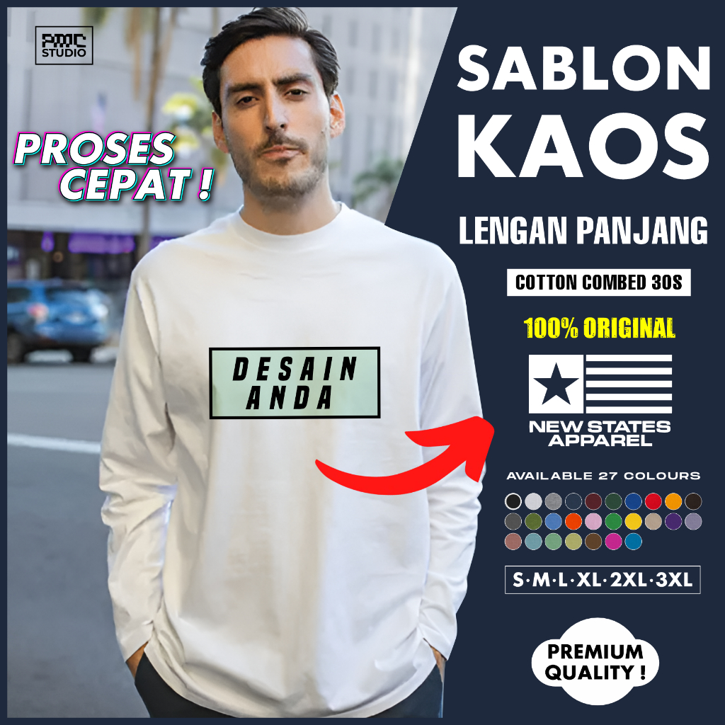 Jual BAJU KAOS SABLON CUSTOM SATUAN COTTON COMBED 24S PREMIUM LENGAN ...